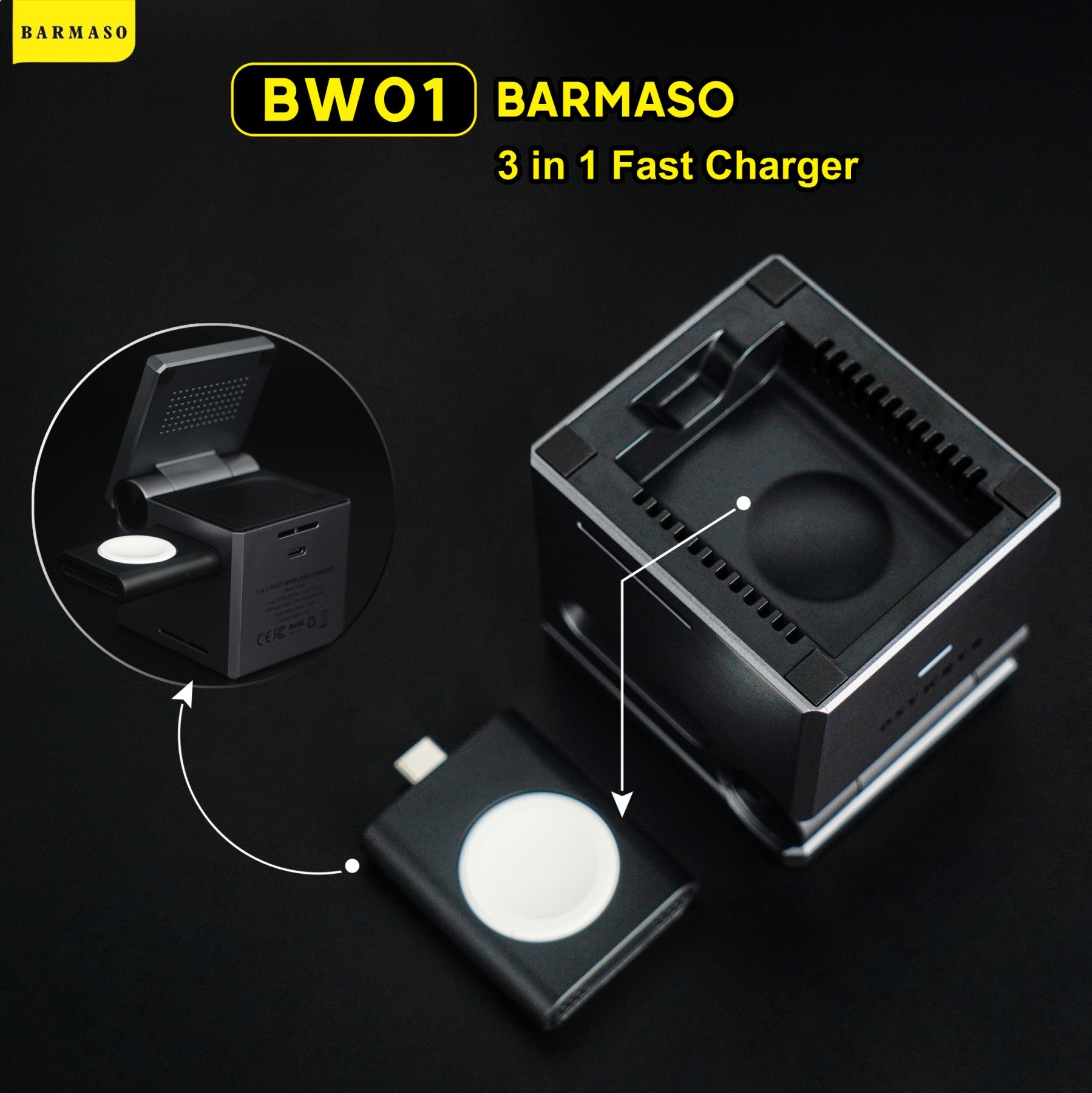 BARMASO BW01 (3 IN 1 FAST WIRELESS CHARGER)